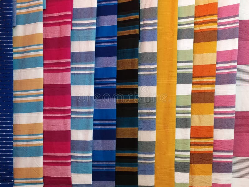 Top View of Colorful Folded Fabric Pieces for Display in a Market Stock ...