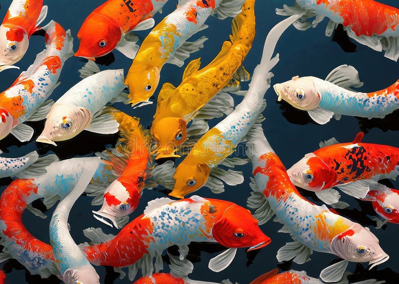 Top View Colorful Koi Fishes Stock Illustration - Illustration of fish ...