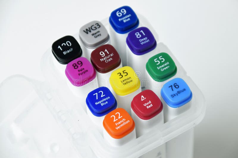 Top View of Colorful Markers with Caps on White Background for Creative ...