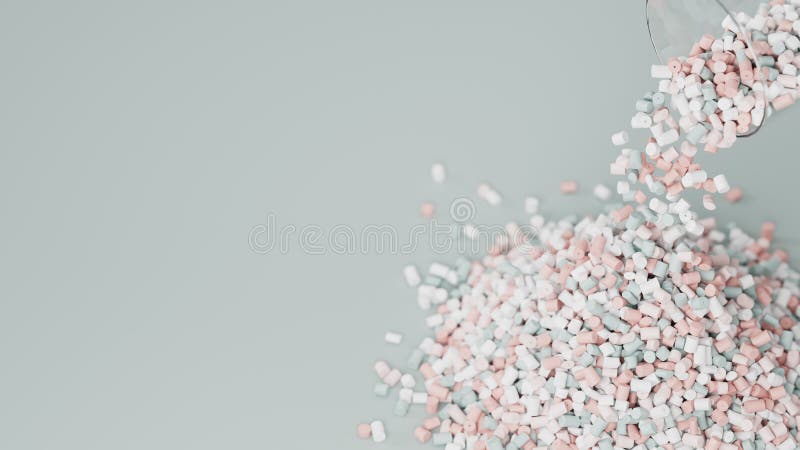 Top View of Colorful Pastel Plastic Polypropylene Granules Pouring from ...