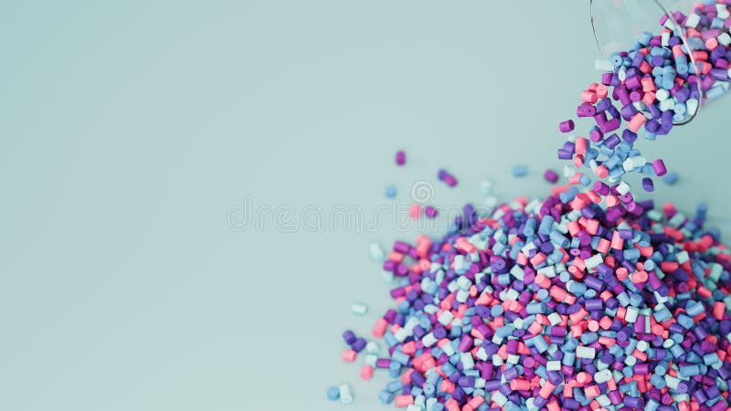 Top View of Colorful Pastel Plastic Polypropylene Granules Pouring from ...