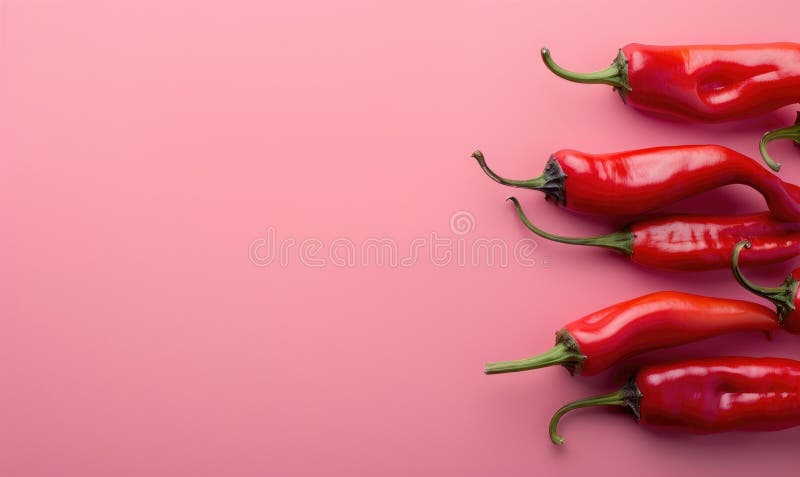 Top View of Colorful Peppers on a Pink Background Stock Photo - Image ...