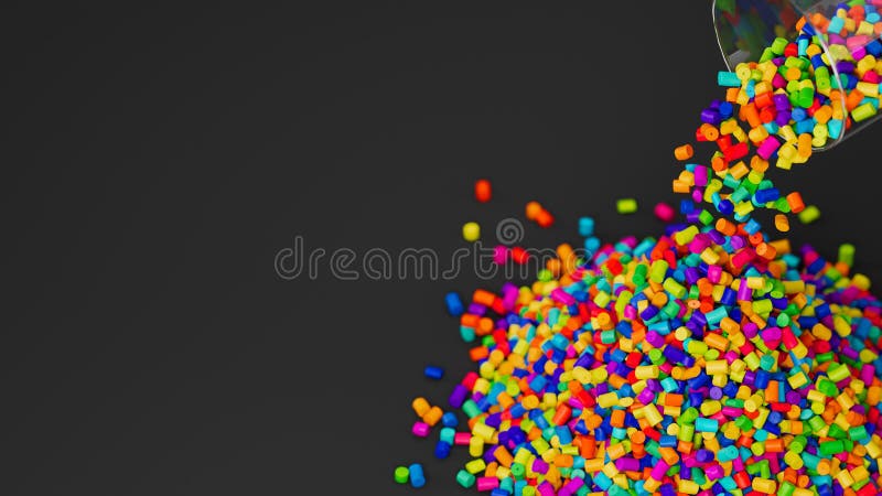 Top View of Colorful Plastic Polypropylene Granules Pouring from the ...