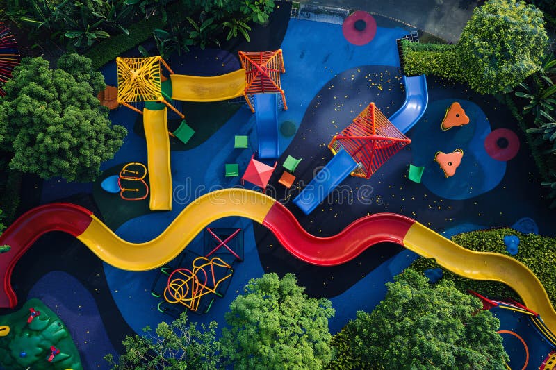 Top View of Colorful Playground in the Park Stock Illustration ...