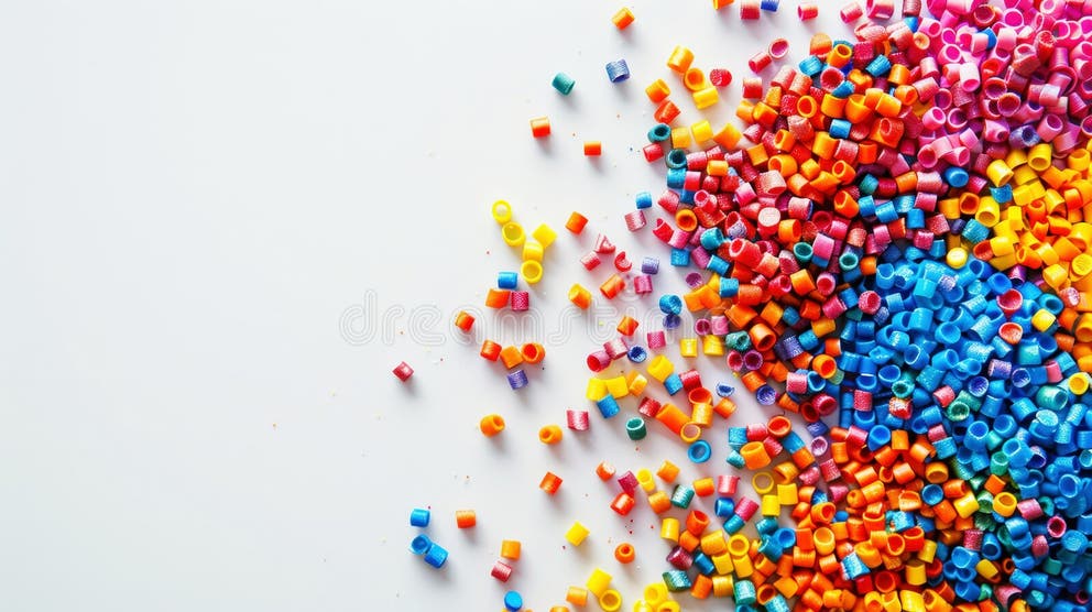 Top View of Colorful Polymer Masterbatch Granules, Light Background ...