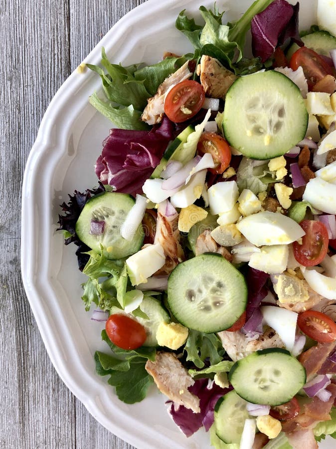 Colorful Salad on a White Plate Stock Image - Image of cucumber, dinner ...