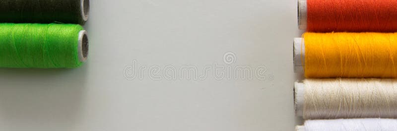 Top View of Colorful Sewing Threads on White Background Stock Photo ...
