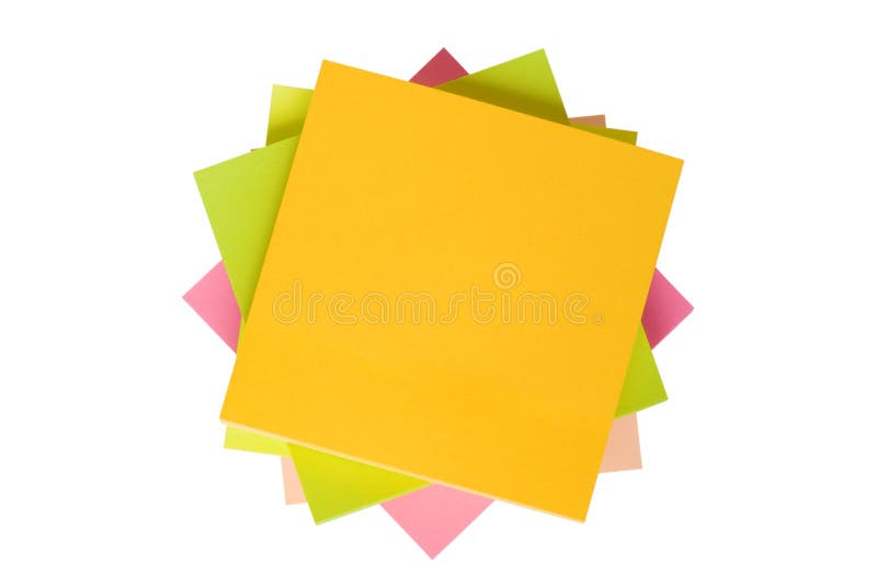 Top View of Colorful Sticky Note Papers Isolated on White Stock Photo ...