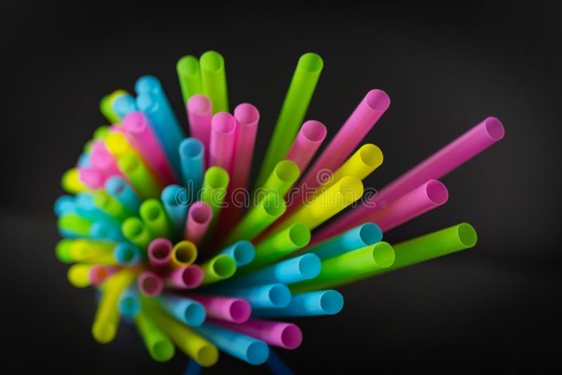 Top View of Colorful Straws on a Black Background Stock Image - Image ...