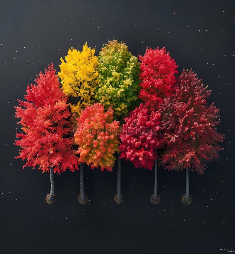 Top View of Colorful Summer Trees in Stock Illustration - Illustration ...
