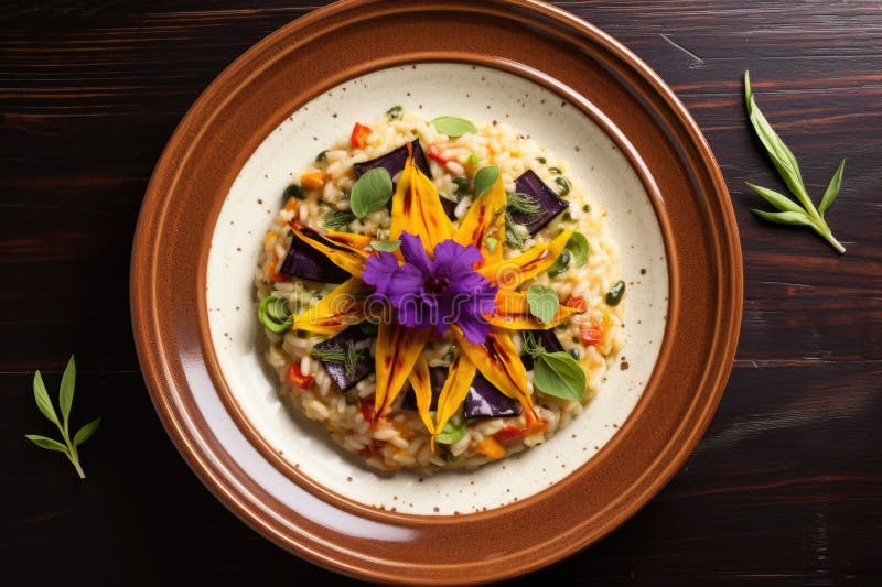 Top View of a Colorful Vegetable Risotto Presentation Stock Image ...