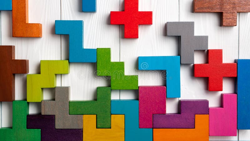 Top View on Colorful Wooden Blocks Folding on White Background Stock ...