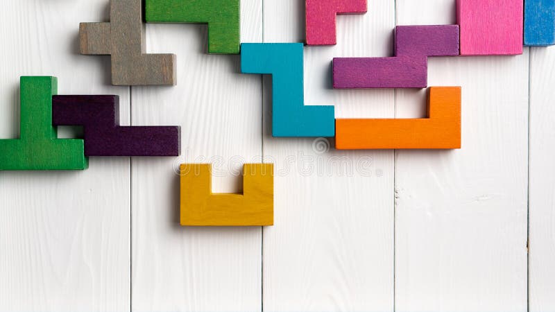 Top View on Colorful Wooden Blocks Folding on White Background Stock ...