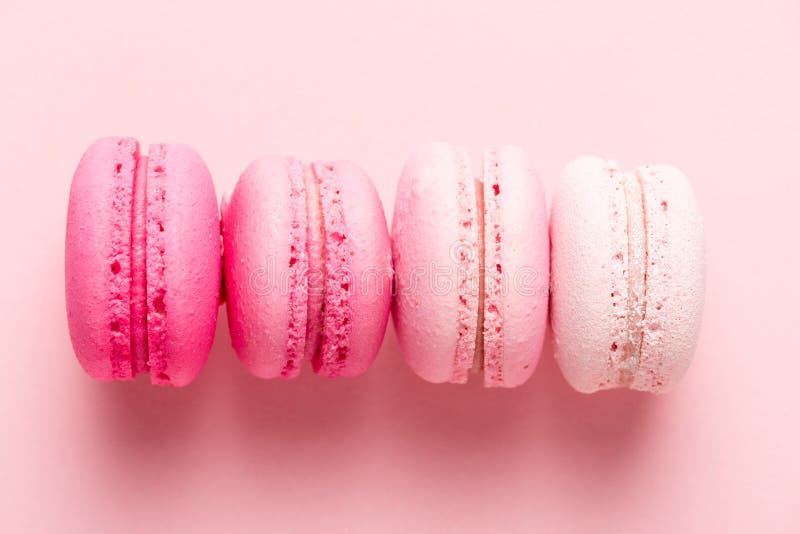 View of Colorul Macarons on Pink Surface Stock Image - Image of pastry ...