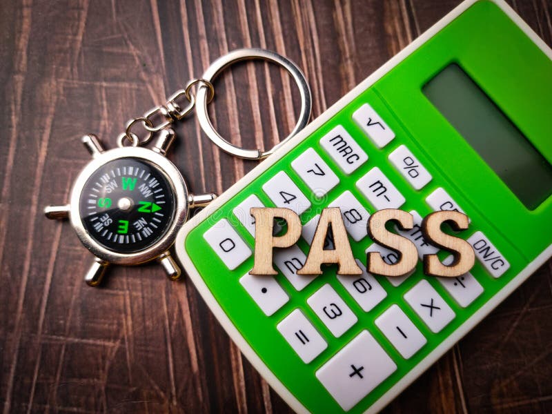 Top View Compass,calculator and Wooden Word with Text PASS Stock Photo ...