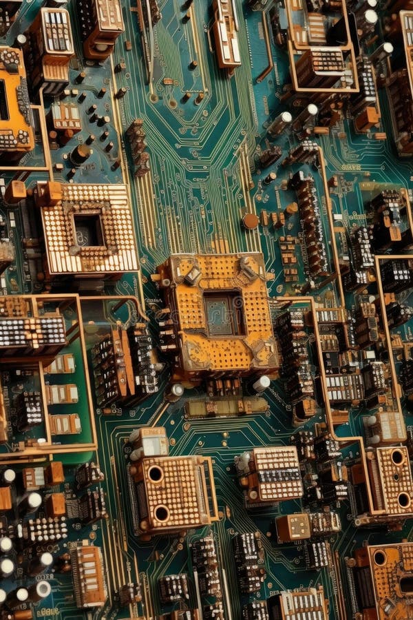 Top View of a Complex Circuit Board Stock Illustration - Illustration ...