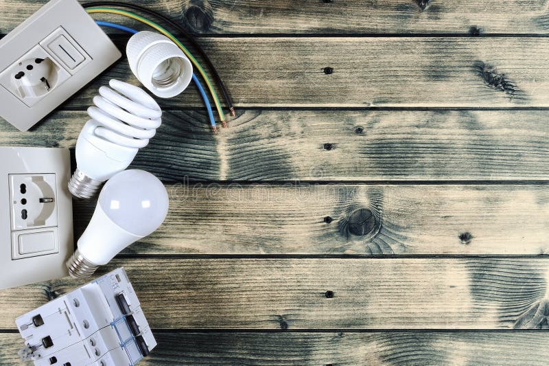 Top View of Components for Residential Electrical Installation on ...