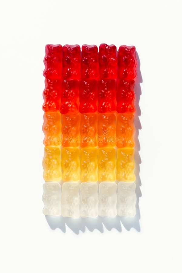 Top View of Composition of Gummy Bears in Shape of Gradient Rectangle ...