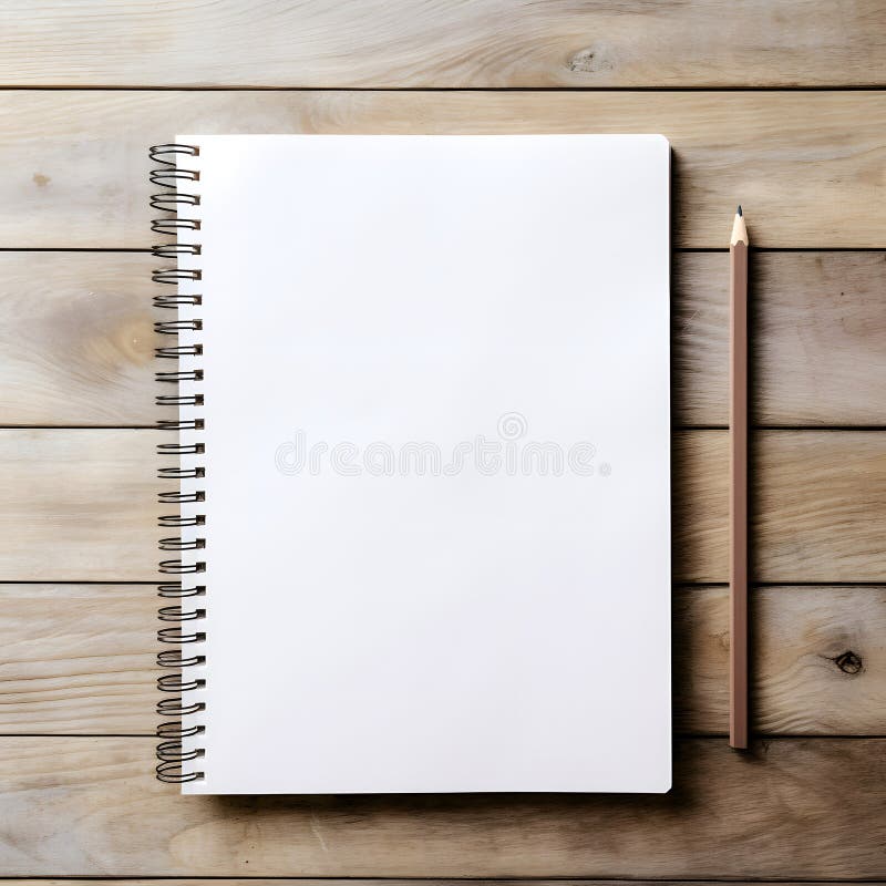 Top View of a Blank Canvas of a Spiral Notepad Along with a Pencil on a ...
