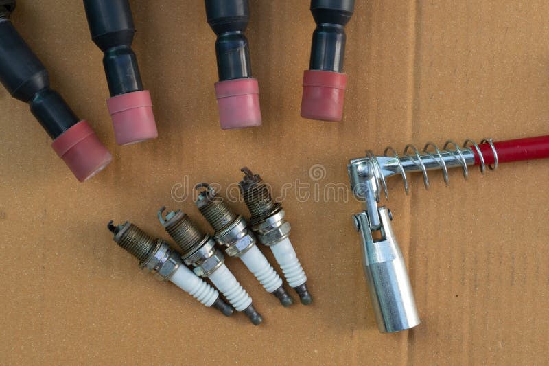 Top View Composition of Used Spark Plugs. Stock Photo - Image of plugs ...