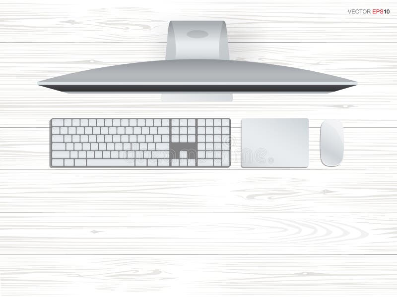 Top View of Computer Display in Working Space Area. Vector Stock Vector ...