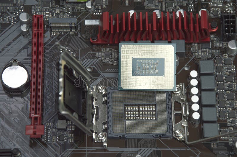 Top View of Computer Motherboard Stock Photo - Image of chip ...