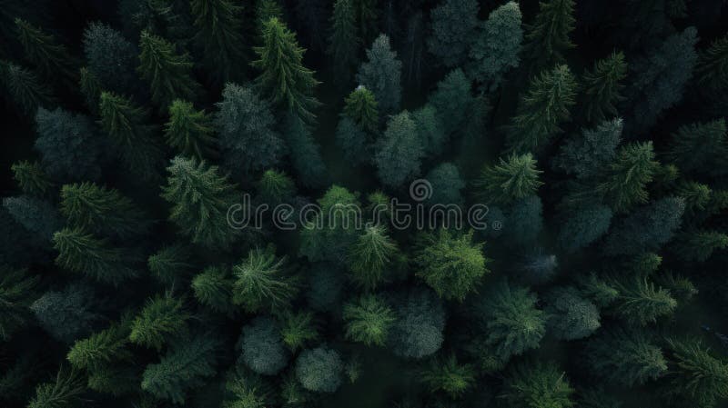 Top View of Coniferous Forest. Pine and Spruce Trees Stock Illustration ...