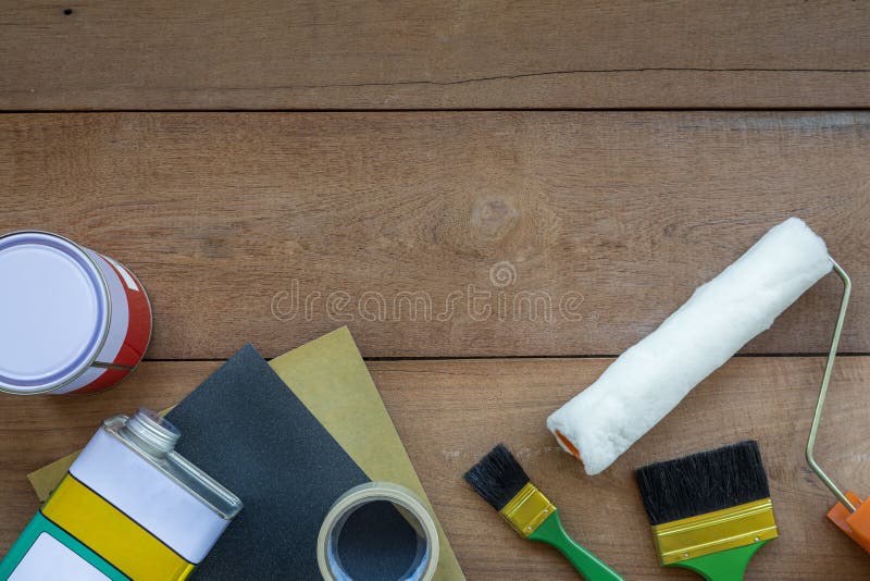 Top View of Construction Painting Tools Stock Image - Image of ...