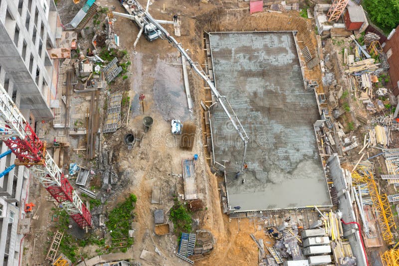 Top View of Construction Site with Cranes Stock Image - Image of ...
