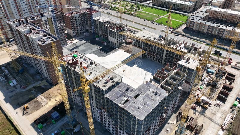 Top View of Construction Site with Large Concrete Sections, Residential ...