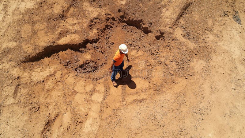 Construction Worker Supervising Drilled Pile Layout, Marking Chalk ...