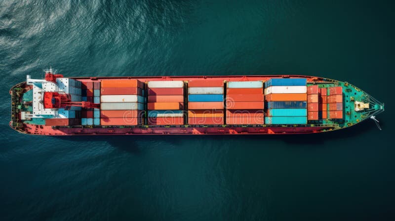 Top View of a Container Cargo Ship at Sea Stock Illustration ...