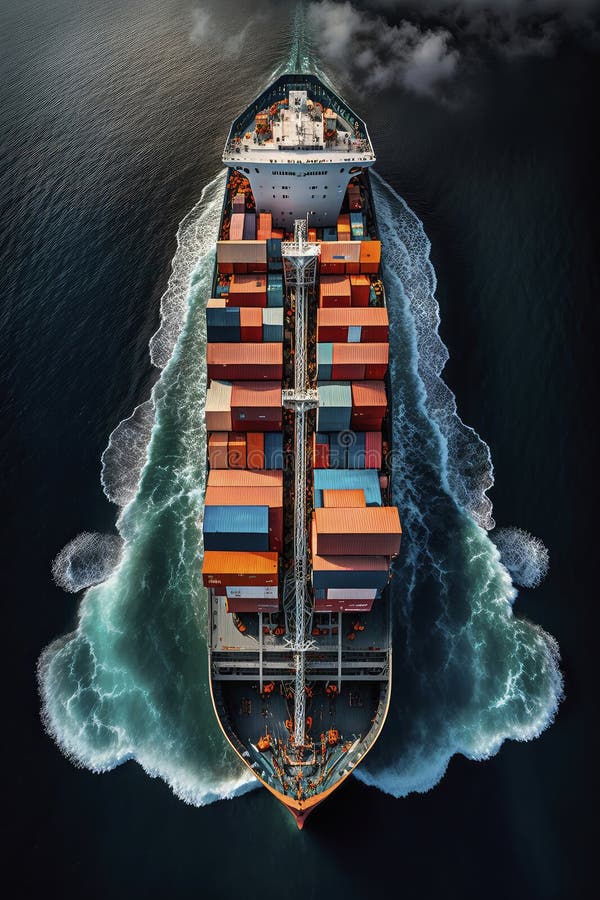 Top View of a Container Ship Freight Transportation by a Container Ship ...