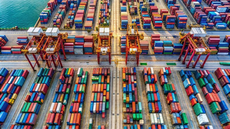 Top View of the Container Terminal with Many Containers Generative AI ...