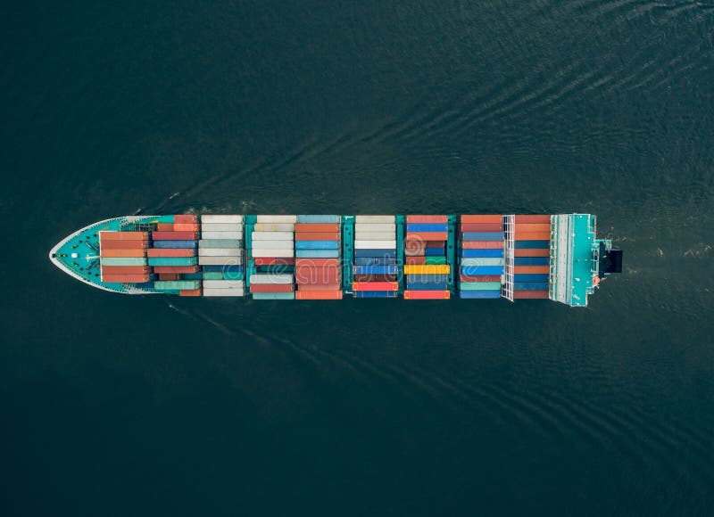 Top View of Container Vessel in the Sea Stock Photo - Image of sailing ...