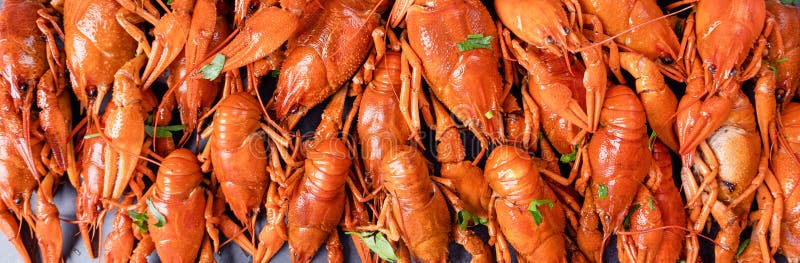 Top View of Cooked Crawfish with Lemons and Spices Stock Image - Image ...