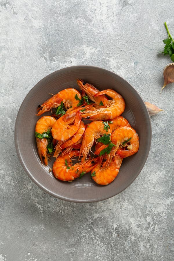 Top View of Cooked Prawn in Shell Seafood Shrimps Stock Photo - Image ...