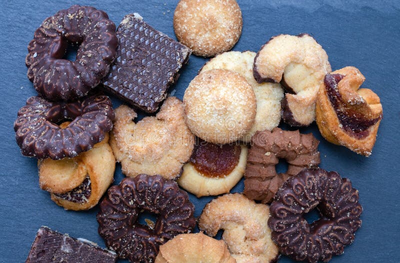 Top View of Cookies Assorted Close-up. Top View Stock Photo - Image of ...