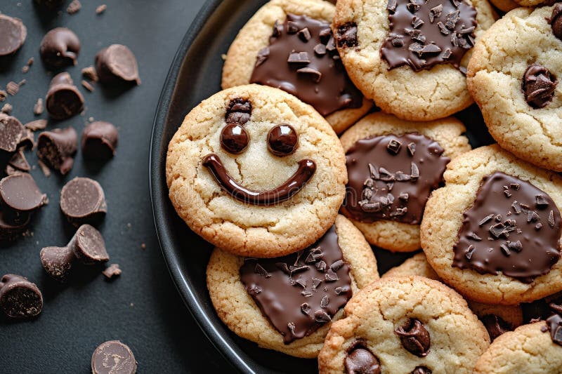 Top View of Cookies with Chocolate Smile on it Stock Illustration ...