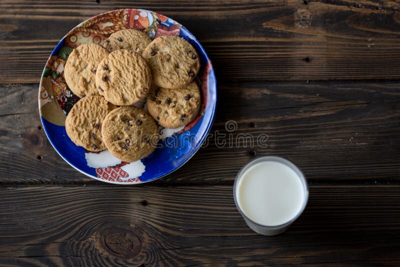 Top View of a Cookies End Glass of Milk Stock Photo - Image of biscuits ...