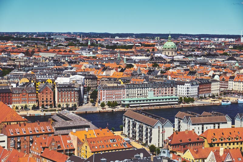 Top view of Copenhagen. stock photo. Image of beautiful - 145795796
