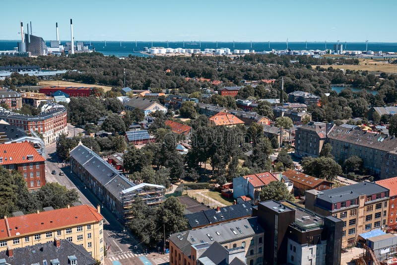 Top view of Copenhagen stock photo. Image of building - 155733110