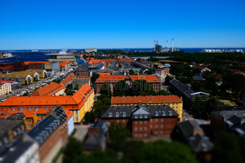 Top view of Copenhagen. stock image. Image of horizon - 145775661