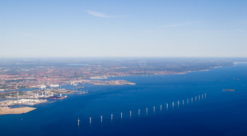 Top View of Copenhagen and Wind Turbines, Denmark Stock Image - Image ...
