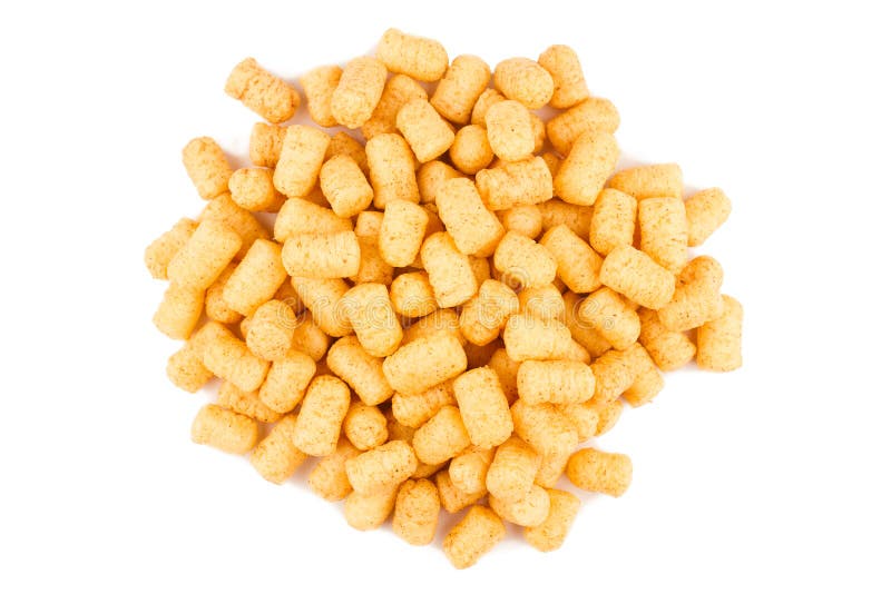 Top View of Corn Puff Snacks Pile Isolated on White Stock Image - Image ...