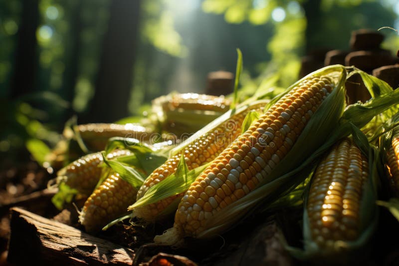 Top View of Corn with Shell in Th Stock Illustration - Illustration of ...