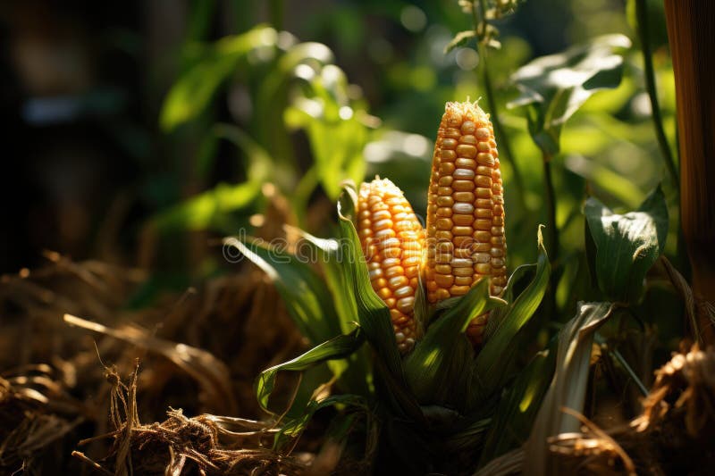 Top View of Corn with Shell in Th Stock Illustration - Illustration of ...