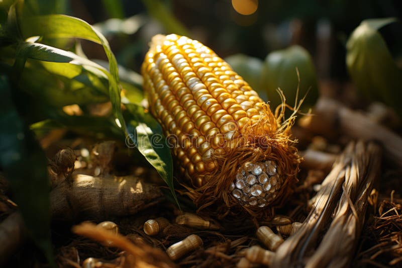 Top View of Corn with Shell in Th Stock Illustration - Illustration of ...