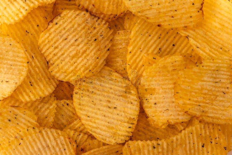 Top View Corrugated Golden Chips Background, Grooved Pattern and ...
