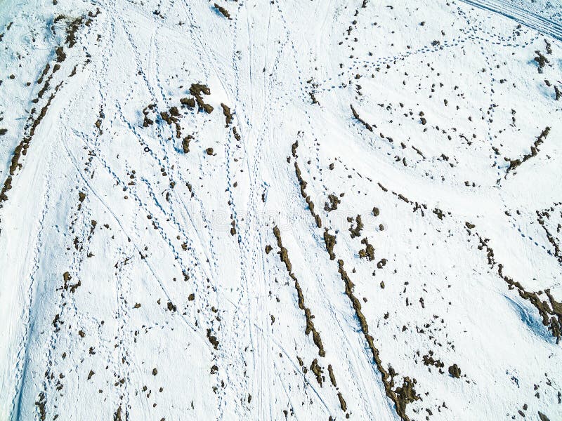 Top View of a Country Field Covered with Snow Stock Image - Image of ...